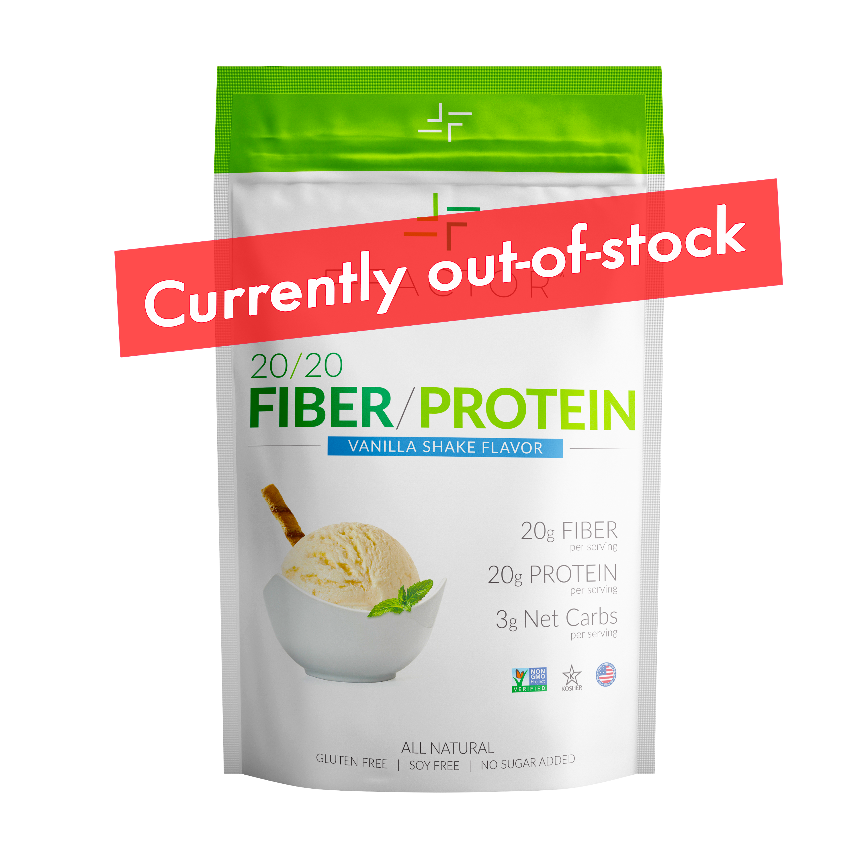 Vanilla Shake Flavor 20/20 Fiber/Protein Powder - F-Factor
